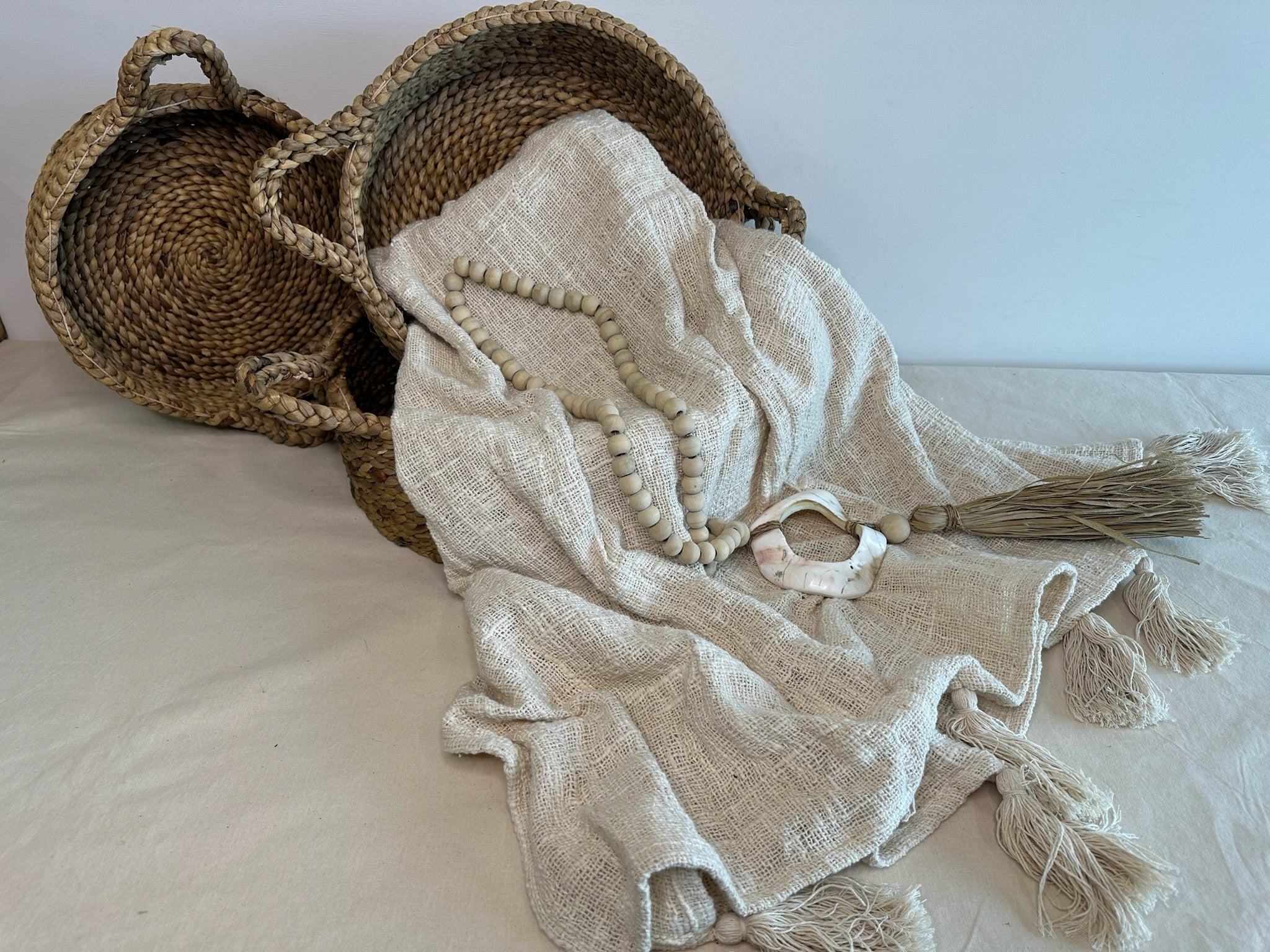 Handmade Soft Linen Throw with Tassels – BaliaLiving